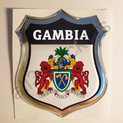 Sticker Gambia Emblem Coat of Arms Shield 3D Resin Domed Gel Vinyl ...