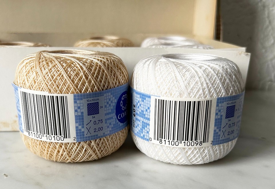 Coats Opera Cotton Crochet Thread Size 30 - 1 Box 10 Balls 7 White/3 ...