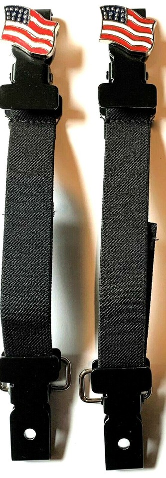 USA FLAG MOTORCYCLE BIKER PANTS BOOT STRAP STIRRUP HEAVY DUTY CLIP MADE ...