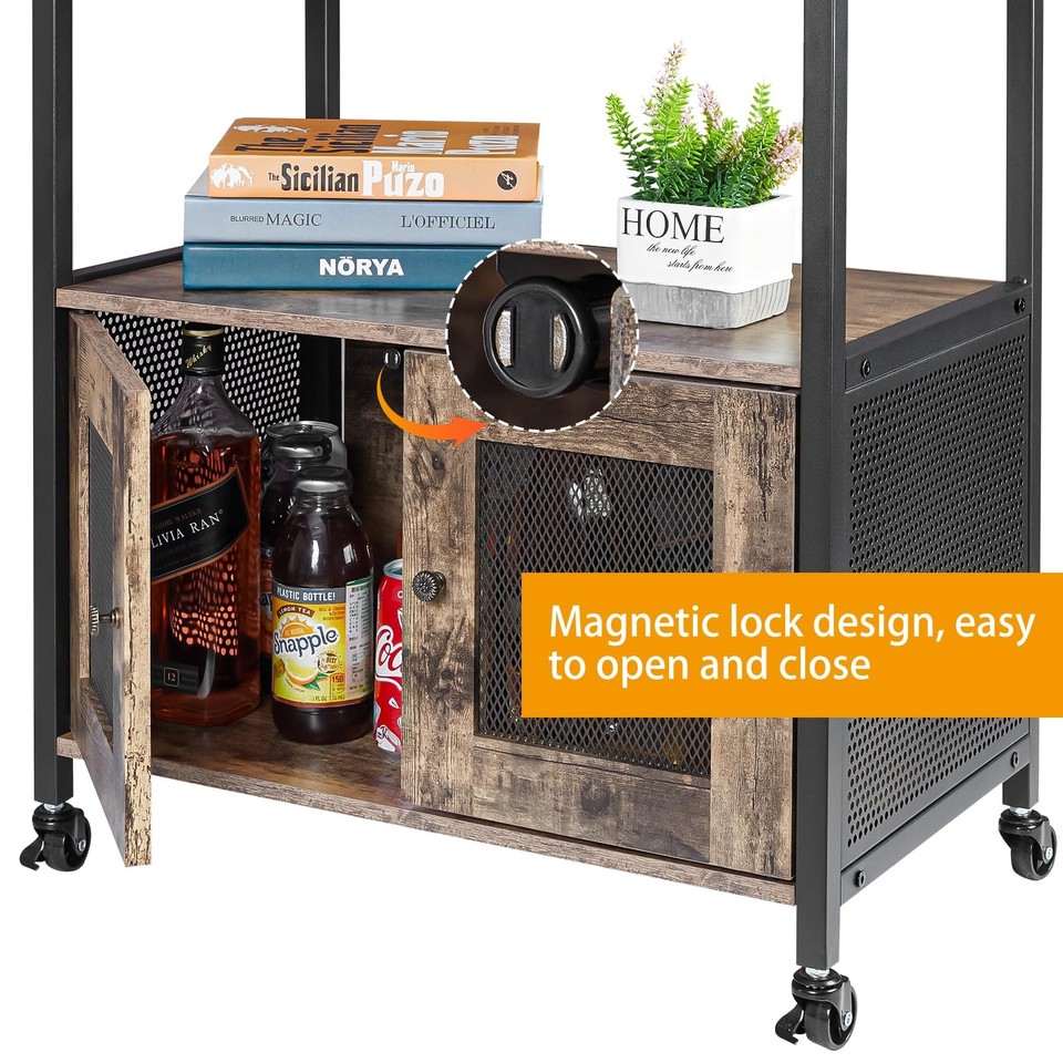 Coffee Bar Cabinet，3 Tiers Kitchen Coffee Cart with Drawer for The Home ...