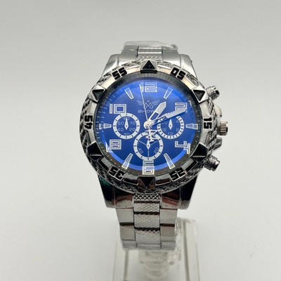 ZHOWE Silver-Tone Blue Dial Stainless Steel 46mm Men’s Watch Working ...