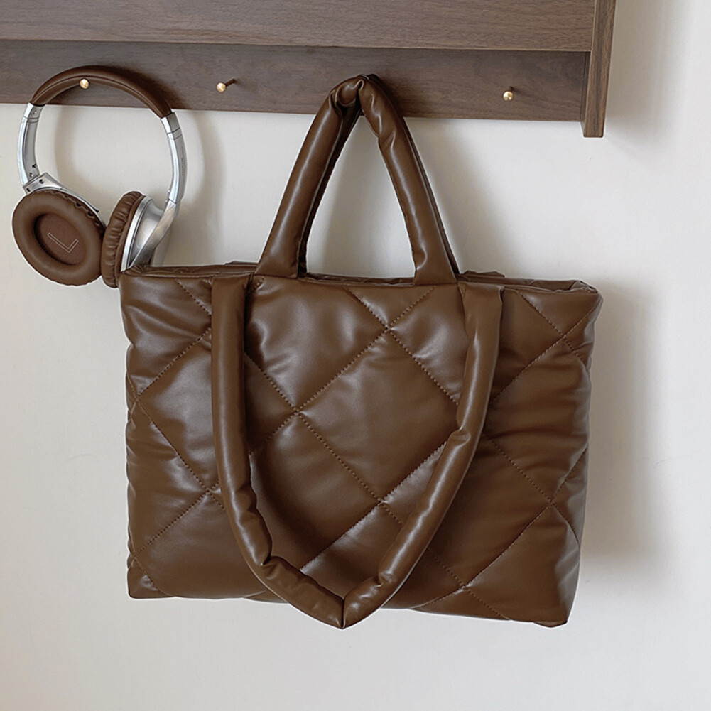 Women Padded Diamond Lattice Bag Large Capacity Lady Daily Commute Bag ...