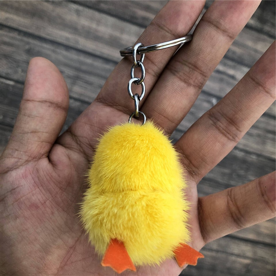 1pc Real Mink Fur Chick Duck Doll Toy Keyring Bag Charm Phone Car ...