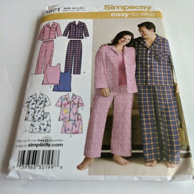 2006 SIMPLICITY Easy To Sew 3971 Women's Men's Pajamas Knit Tank Top ...