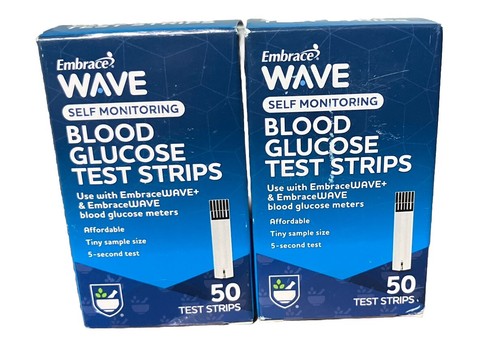 Embrace Wave 100 Glucose Test Strips~Exp 7/25~$18.77~Free Ship | eBay