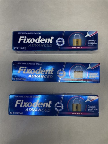 Fixodent Advanced Max Hold Denture Adhesive - Lot of 3 - 2.2 oz each ...