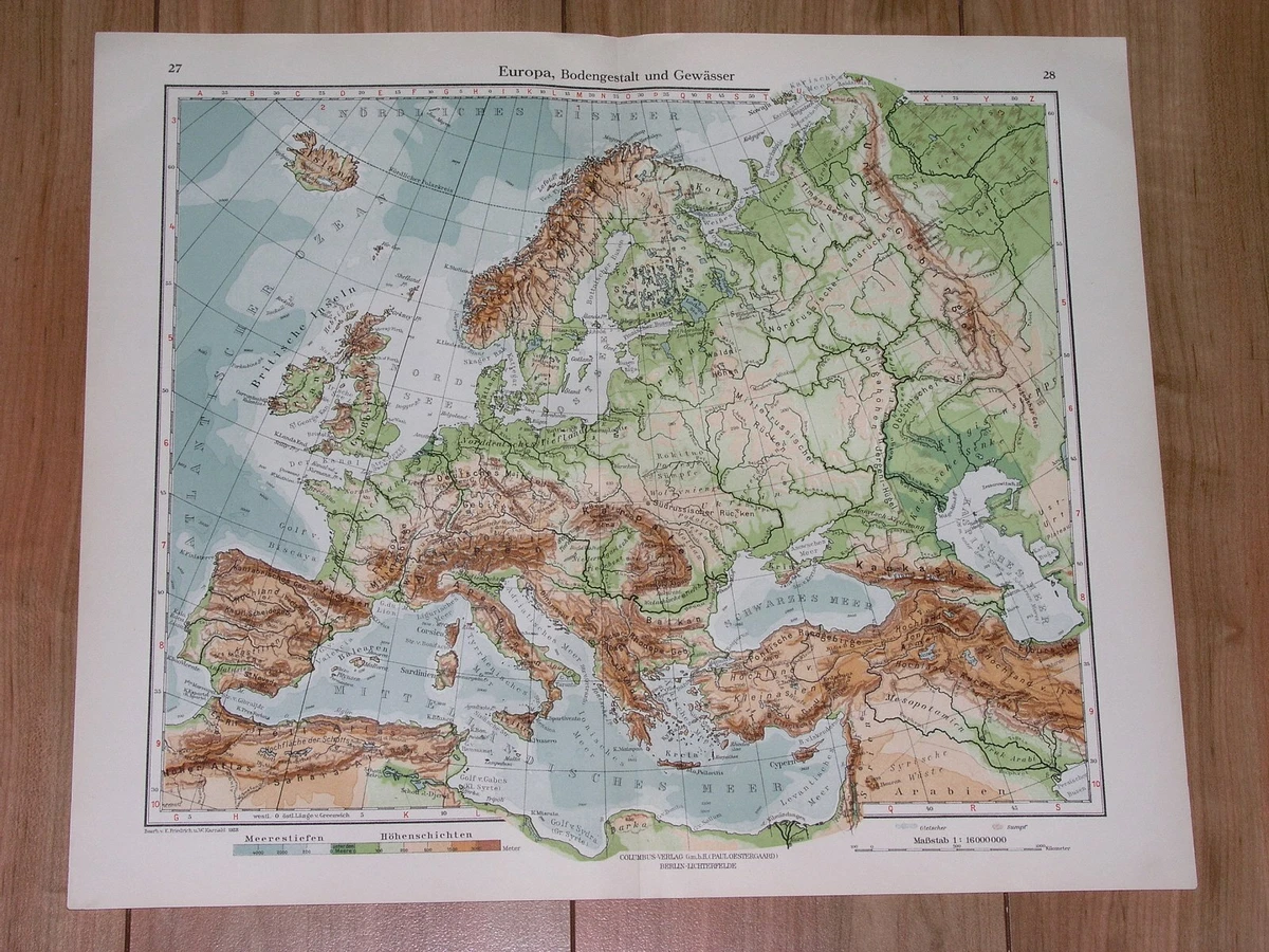 Europe Physical Map Rivers And Mountains