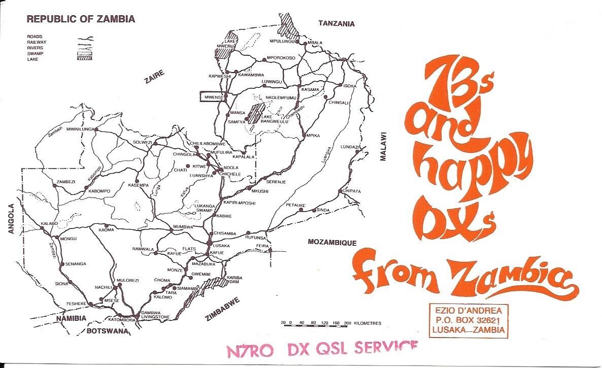 QSL 1987 Zambia radio card | eBay