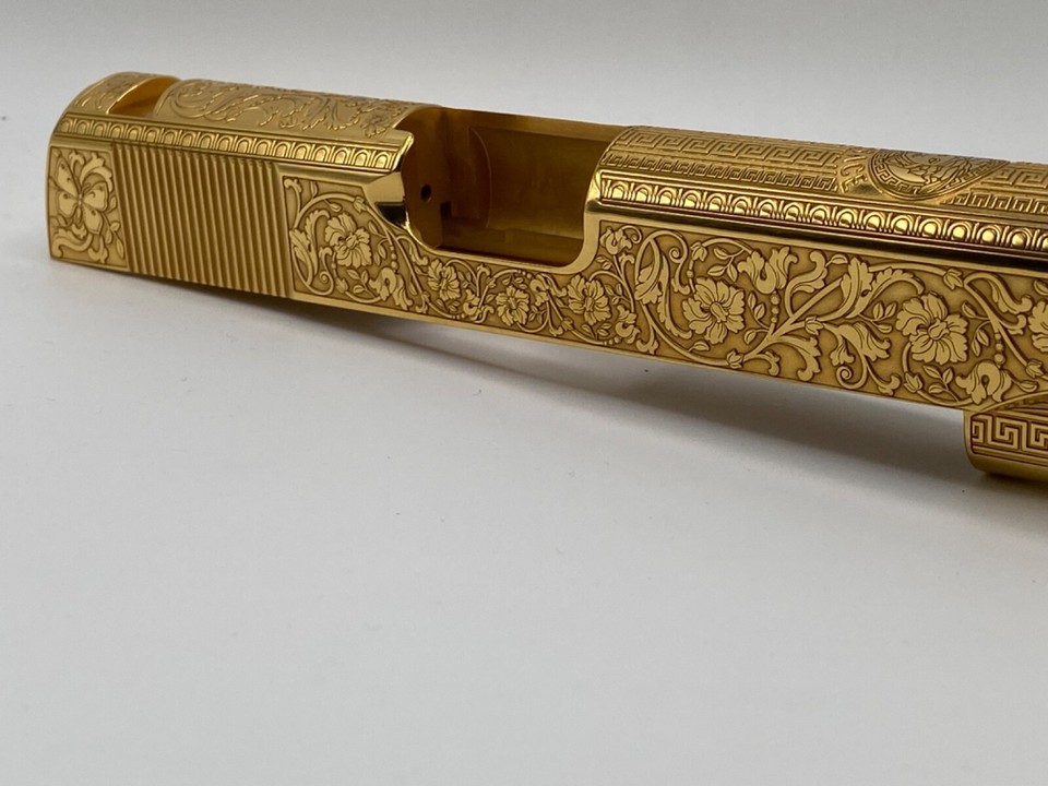 Deep laser engraved 1911 government slide and accent kit 24k gold ...