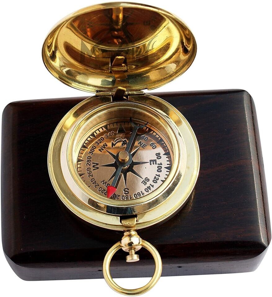 Handmade Push Button Direction Pocket Brass Compass for Birthday Gift ...