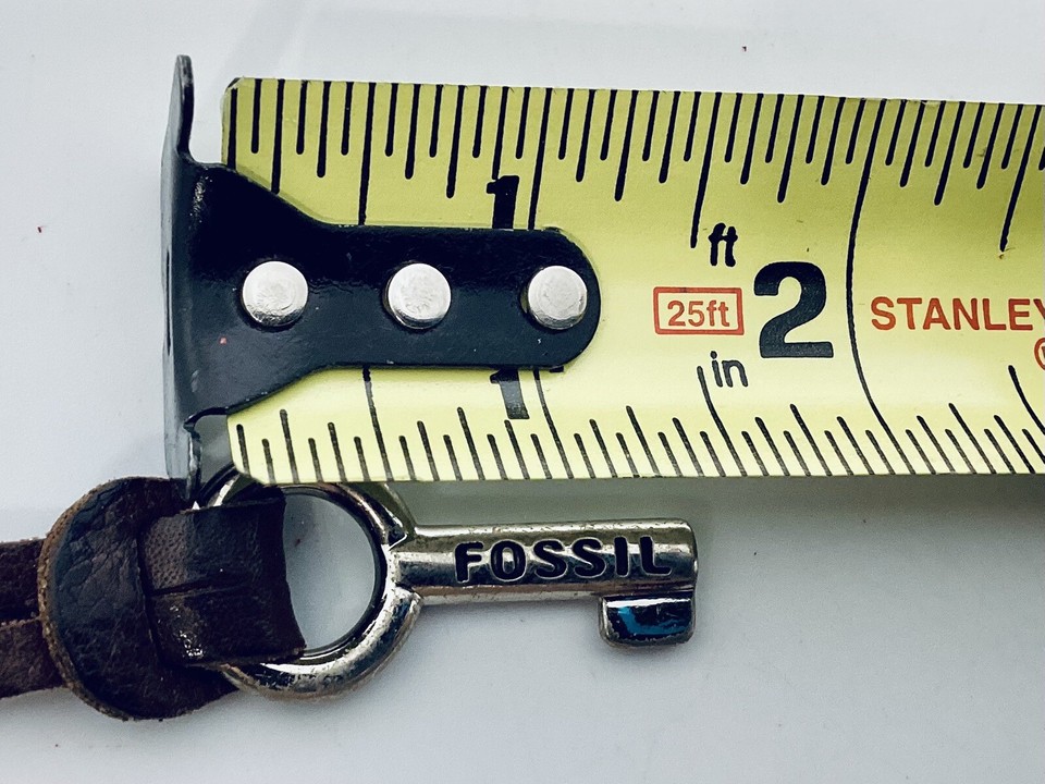 FOSSIL Key Chain Bag Charm Replacement Silver Leather Logo Leather ...