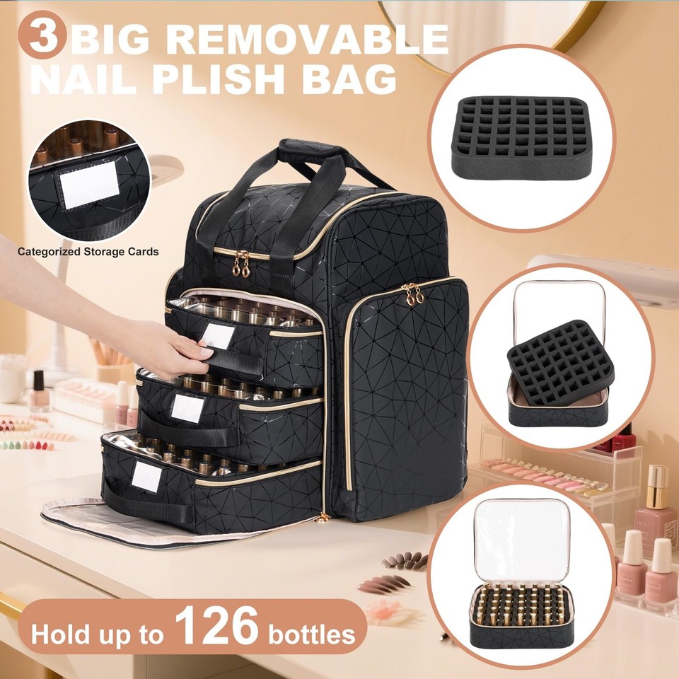 Extra Large Nail Polish Organizer Bag Holds 126 Bottles Nail Polish ...
