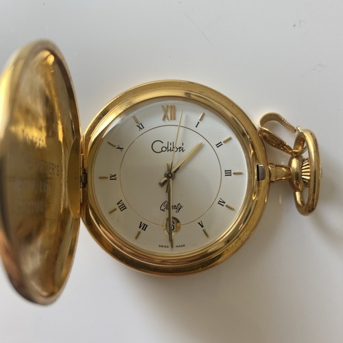 Colibri Quartz Pocket Watch Gold Tone Date ( Engraved) | eBay