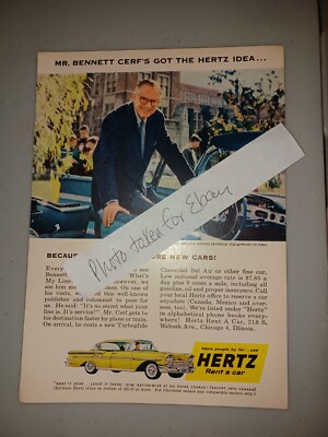 Bennett Cerf What's My Line star Hertz Rent a Car Vintage 1958 5x7 ...