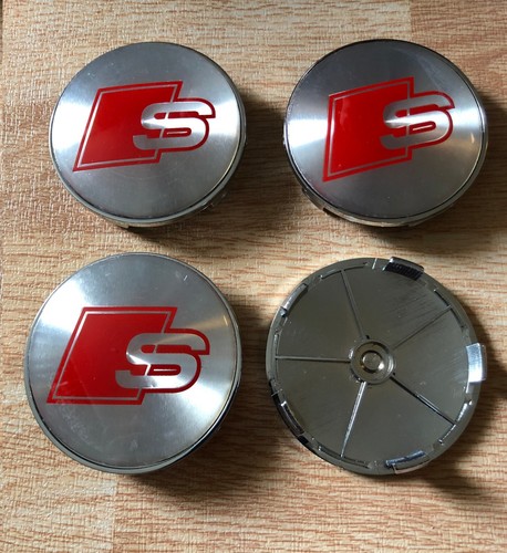 4x Sline Audi S-Line 68mm Alloy Wheel Hub Centre Caps Cap , Silver ...