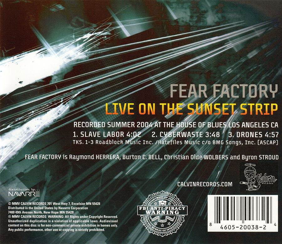 Fear Factory • Live On The Sunset Strip CD 2005 Calvin Records •• NEW ...