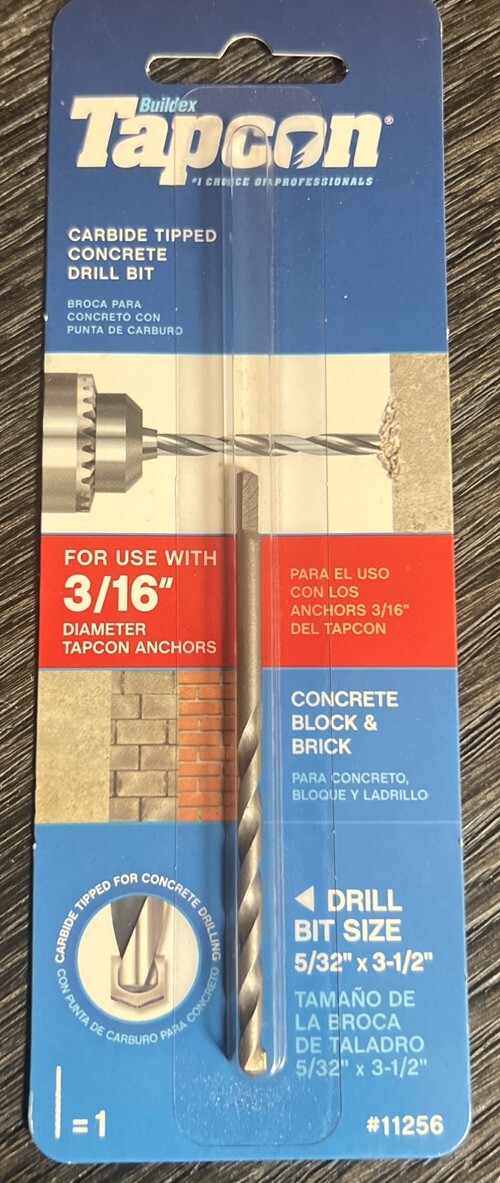 NEW Tapcon Carbide Tipped Straight Shank Concrete Drill Bit 3-1/2 x 5/ ...