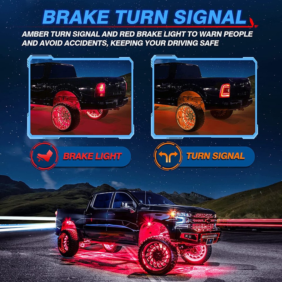 4X Car 15.5'' RGB LED Wheel Ring Rim Lights Kit APP Bluetooth for Chevy ...