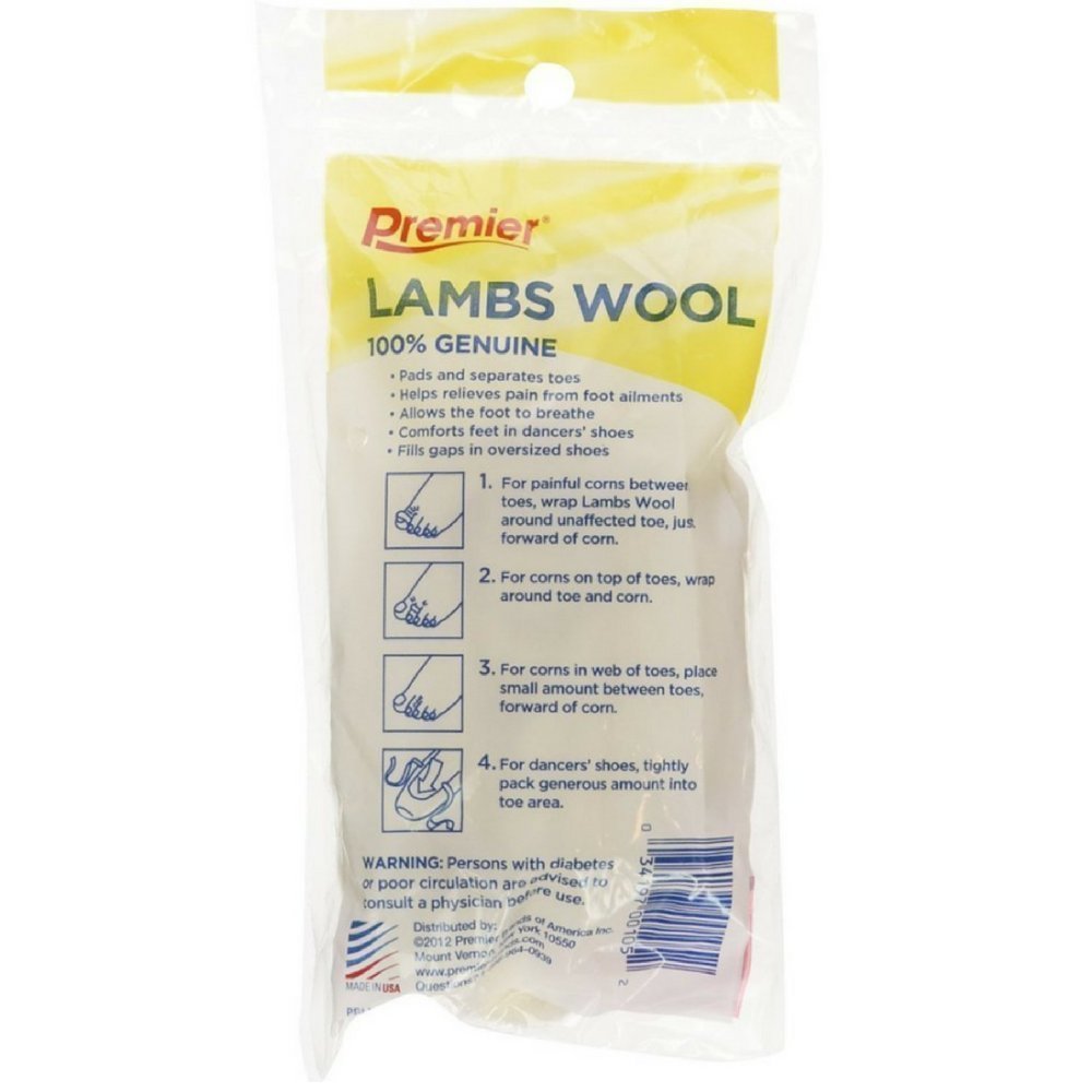 Premier Lambs Wool Padding 100% Genuine Helps Relieve Foot Pain 3/8 Oz ...