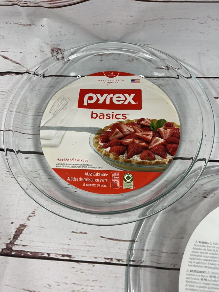NOS Pyrex Basics Clear Glass Bakeware Pie Plate 9" x 1.2" Lot Of 2 | eBay