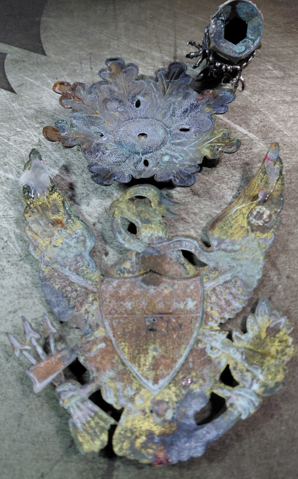 Original Civil War US Army Brass Shako Helmet Plate Spanish Pith Spike ...