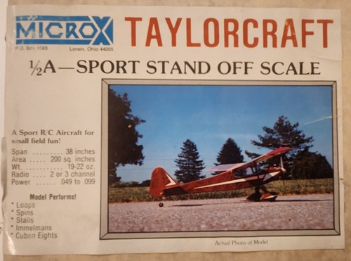 New Open Box Vintage MicroX Taylorcraft 1/2A 38" W/S Balsa Model ...