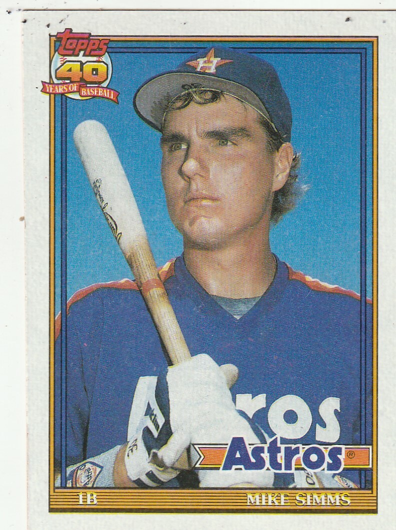 FREE SHIPPING-MINT-1991 Topps Mike Simms #32 ASTROS-40 YEARS OF ...