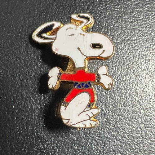 Vintage Snoopy Enamel Pin Red Outfit Dancing Pose Gold Tone Peanuts ...