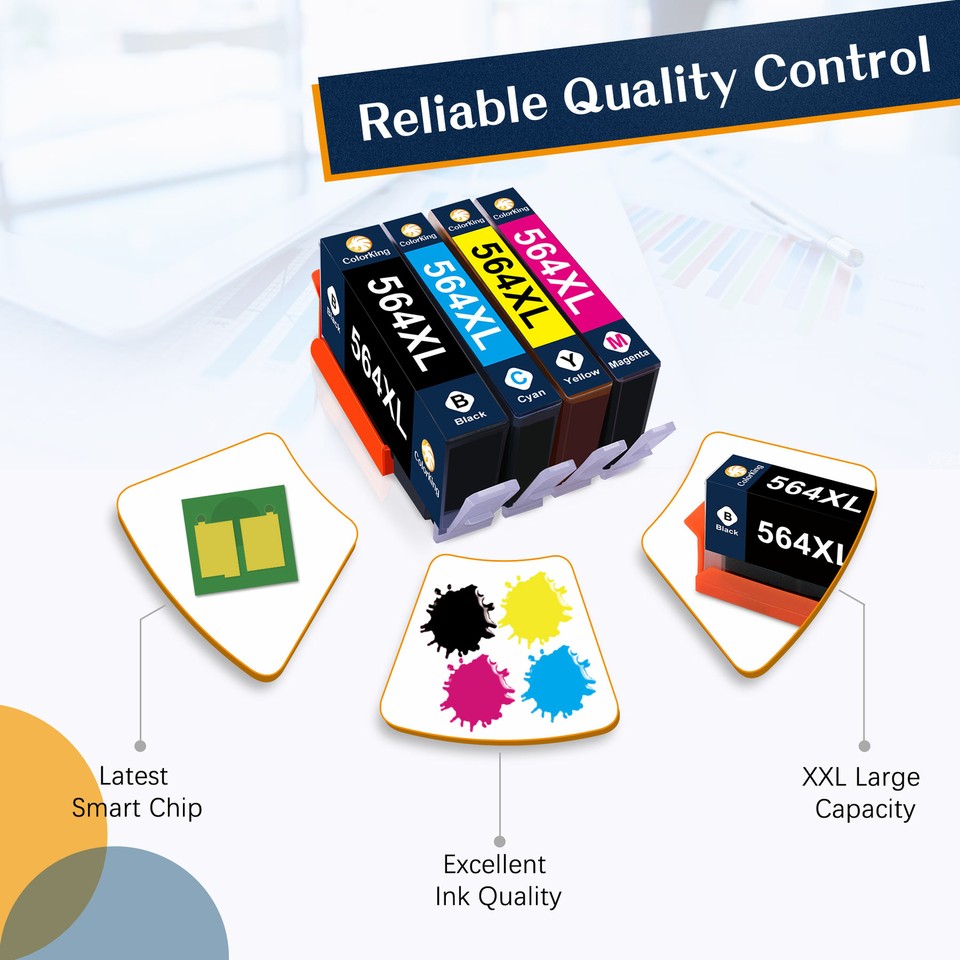 5PK 564XL 564 XL Ink for C6375 C6380 C6383 C6388 D5445 D5460 D5463 ...