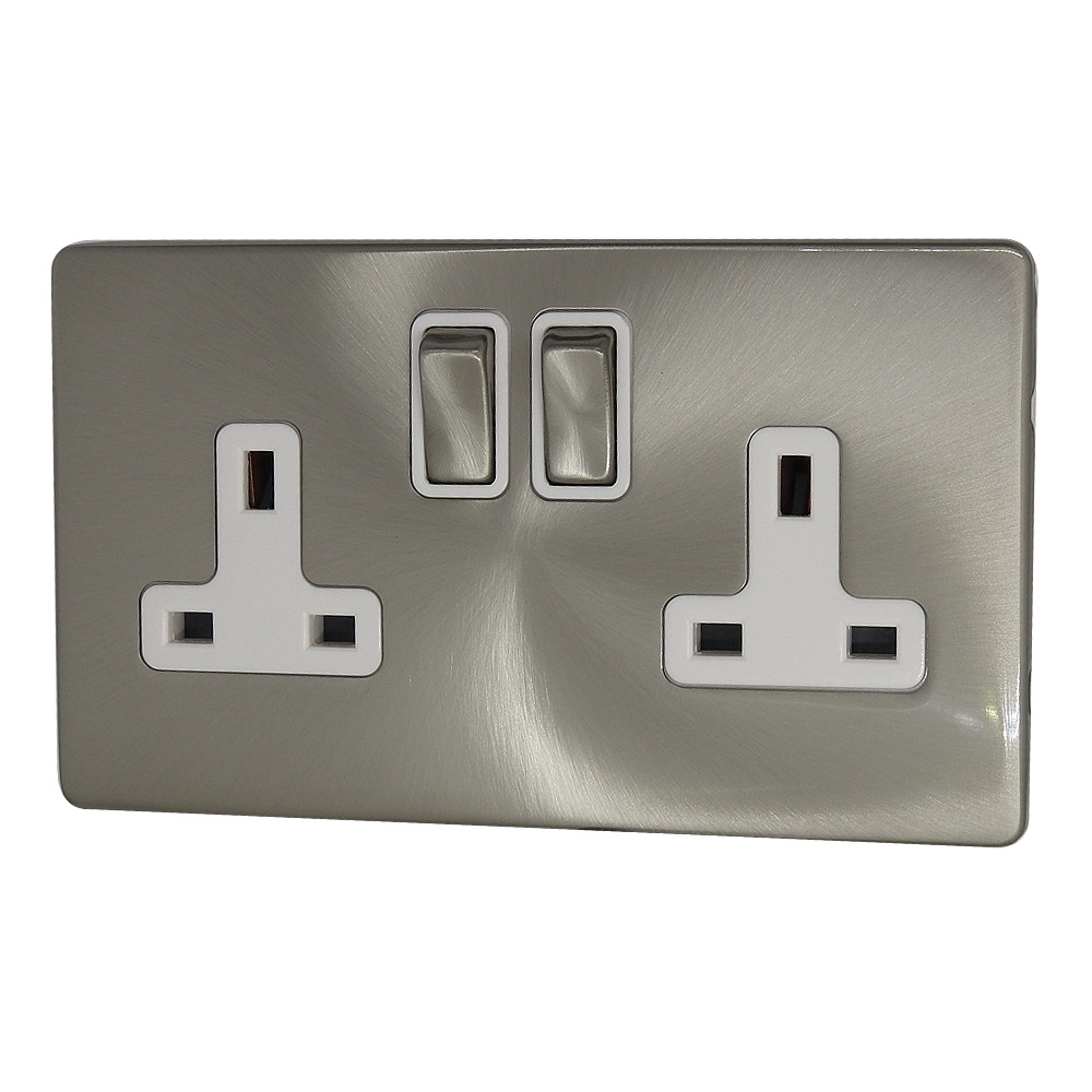 Brushed Satin Chrome Screwless Light Switches, USB Plug Sockets, Dimmer ...