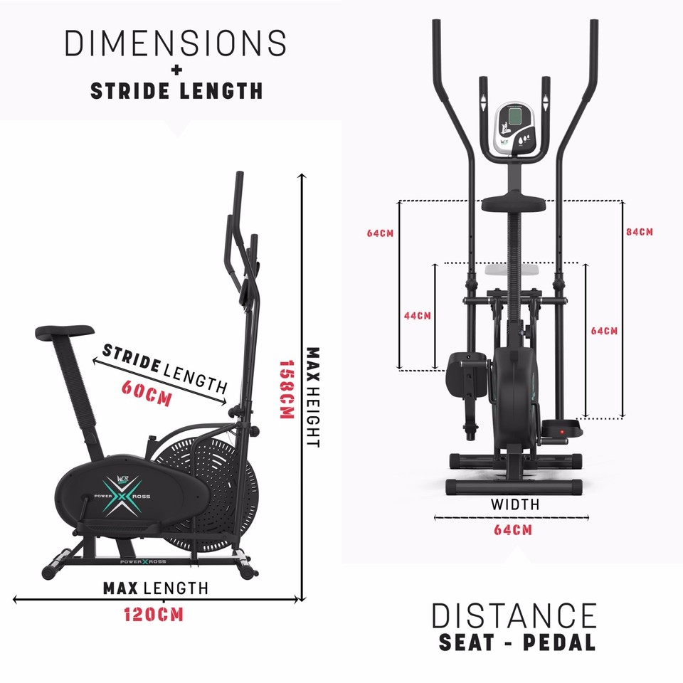 DELUXE 2-IN-1 CROSS TRAINER & EXERCISE BIKE FITNESS CARDIO WORKOUT WITH ...