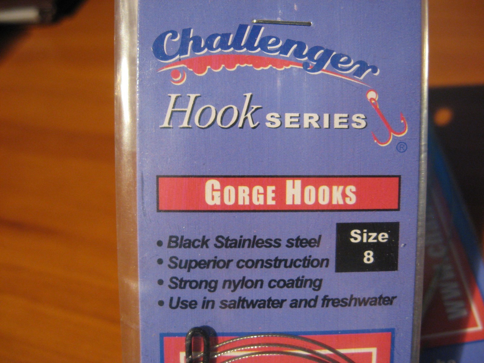 6 Wire Snelled Challenger Gorge Fish Hooks With Baiting Needle - Size 8 ...