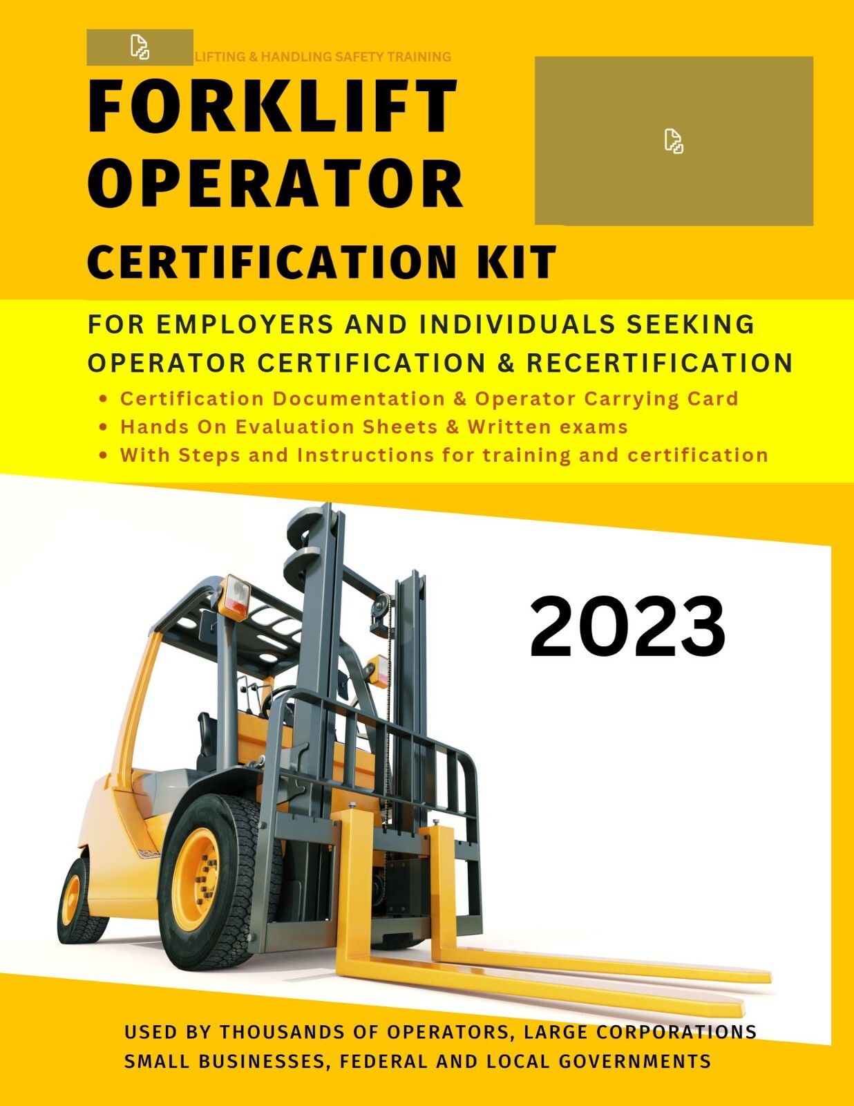 Forklift and Telehandler Operator Certification Kit includes ...