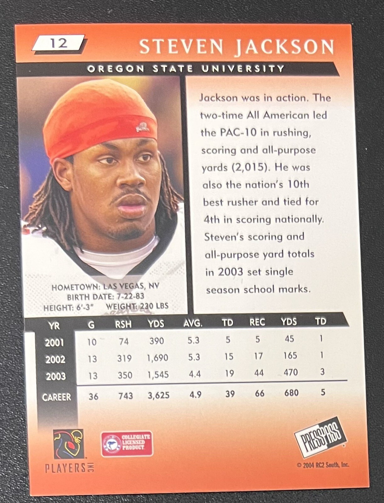 Steven Jackson 2004 Press Pass ROOKIE #12 - Oregon State | eBay