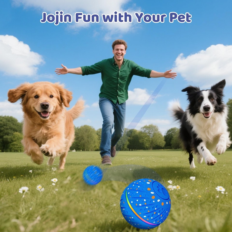 Interactive Dog Toys Ball - Smart Moving Bouncing Dog Ball with RGB ...