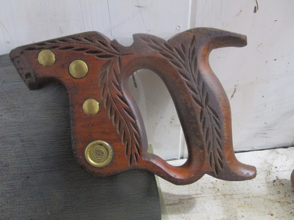 Vintage 1920's H.DISSTON & SONS No 16 26" 10 TPI applewood handle hand ...