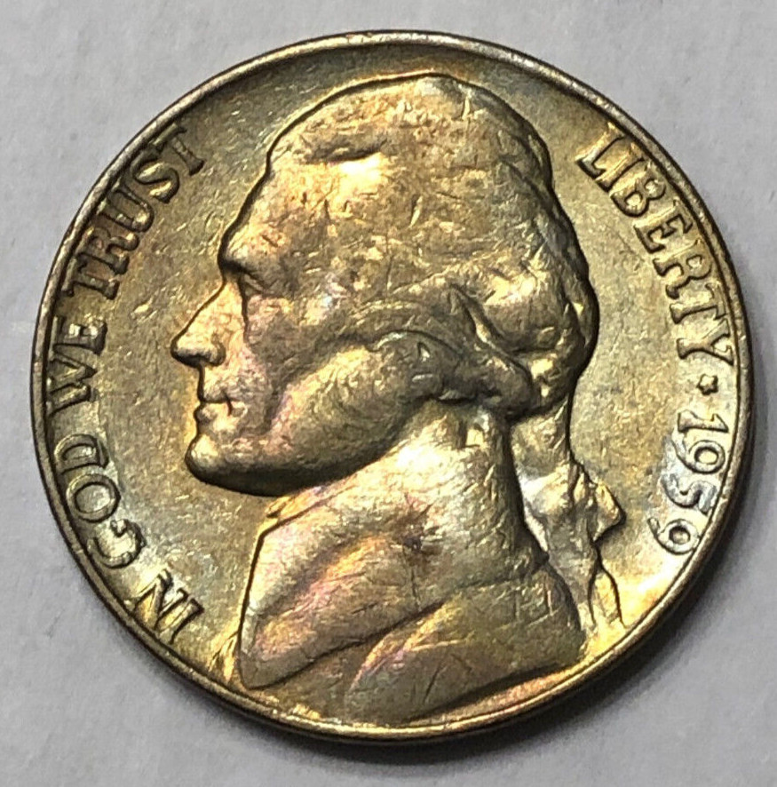 1959 Nickel Front And Back 1959 US Jefferson Nickels (1938 Now) For