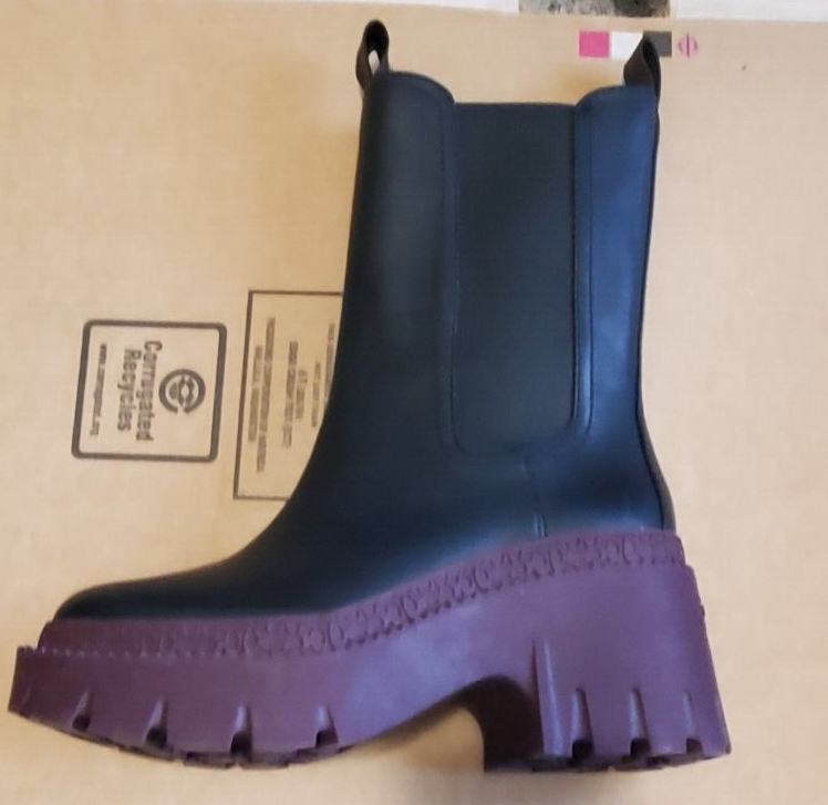 New Coach Alexa Leather Bootie Rubber Sole Boots Black Berry Size 5 B ...