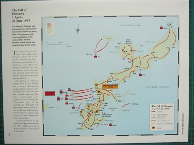 WW2 WWII MAP THE FALL OF OKINAWA 1 APR - 21 JUNE 1945 US ATTACKS ...