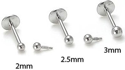 16g 2mm 2.5mm or 3mm STEEL BALL / BALLS Ear Cartilage FORWARD HELIX ...