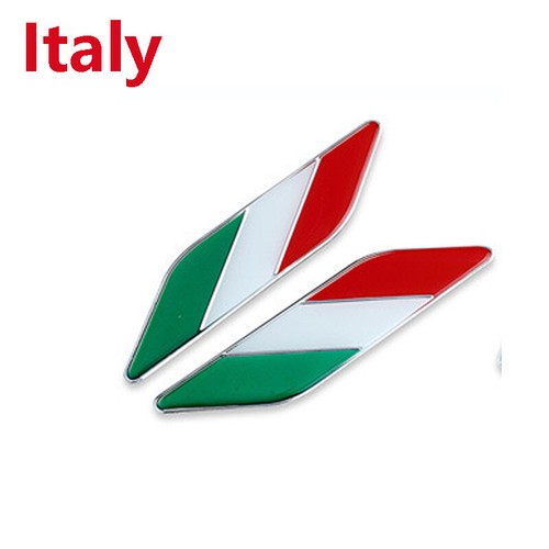 2 Pieces Italian Flag Car Auto Fender Door Side Emblems Badges Stickers ...