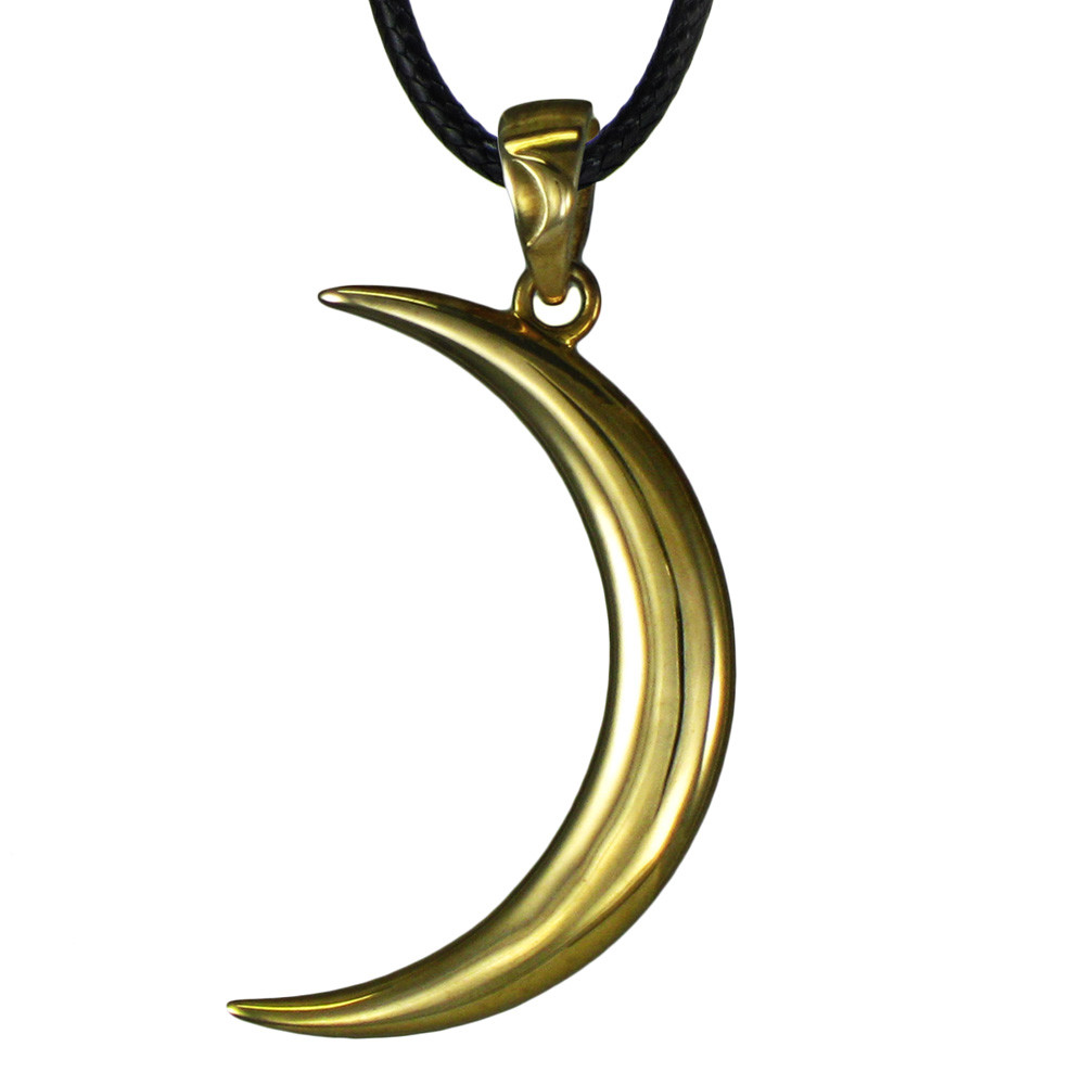 Bronze Crescent Moon Pendant Lunar Goddess Wiccan Pagan Jewelry Amulet ...