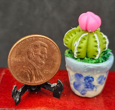 Handcrafted Miniature Clay Cactus Flower Plant in Pot 1:12 | eBay