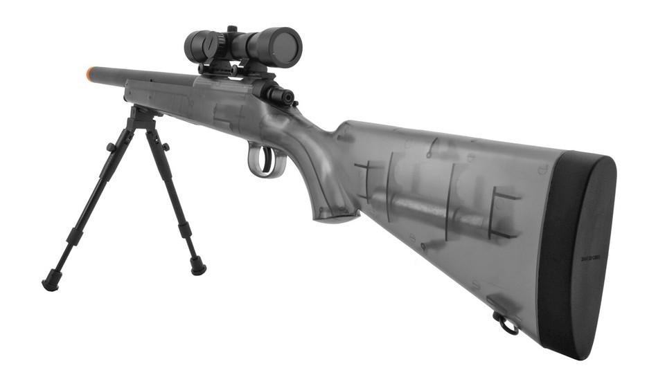 Game Face GF529 Spring-Powered Bolt Action Sniper Airsoft Rifle Clear ...