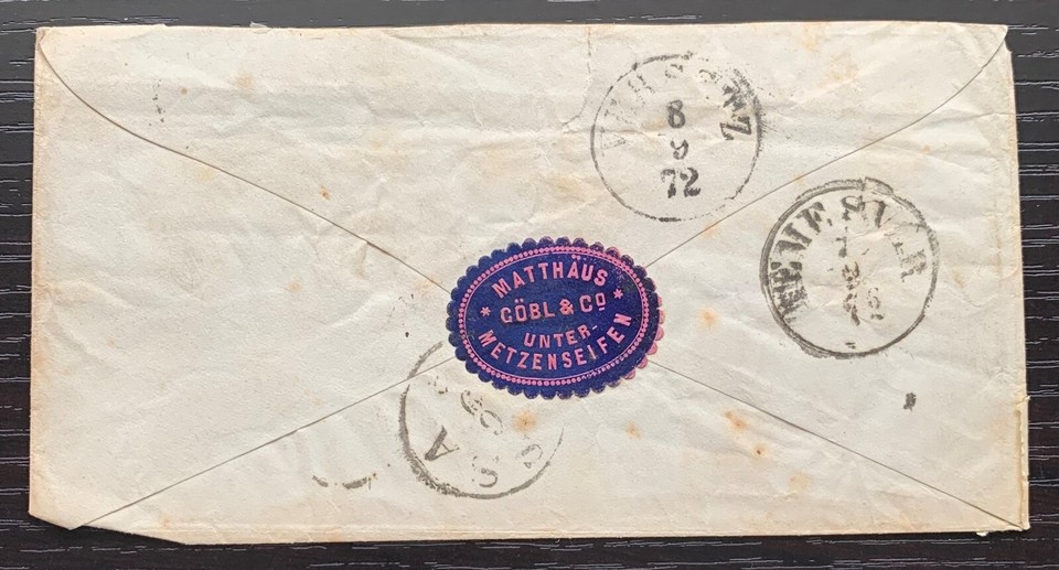 1872 MECZENZEF SLOVAKIA POSTAL COVER WITH BACK CANCELS USED FINE COND ...