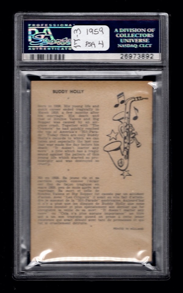 PSA 4 BUDDY HOLLY 1959 ROOKIE CARD V417 Maple Leaf Gum #10 BLUE BACK | eBay