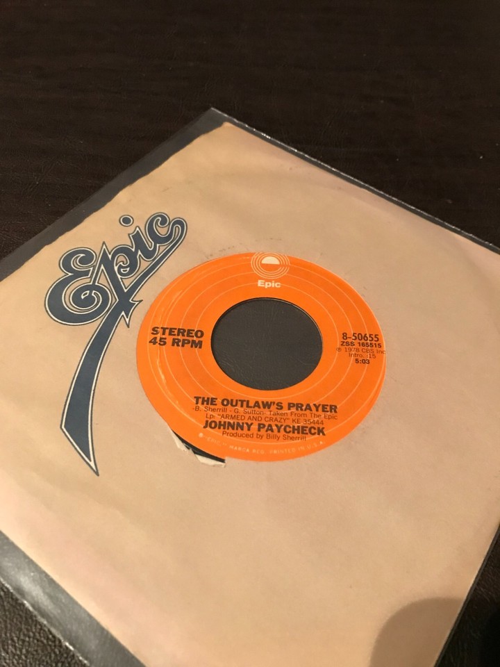 JOHNNY PAYCHECK - ARMED AND CRAZY & THE OUTLAW'S PRAYER - 45 RPM RECORD ...