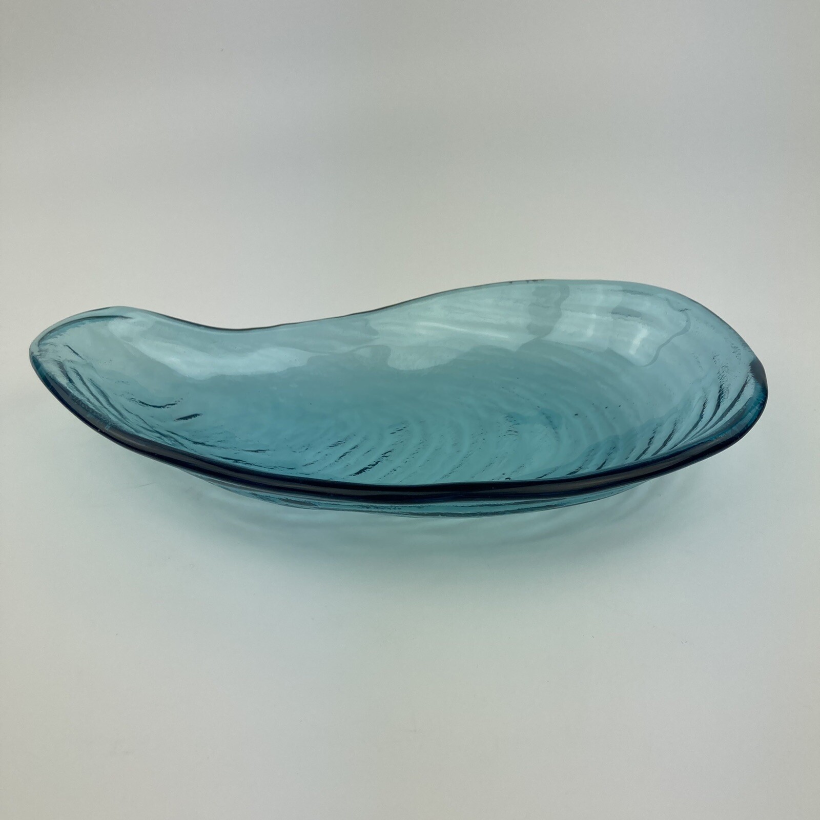 Annieglass Nautilus Ocean Blue Shell Platter Hand Blown Glass Signed ...