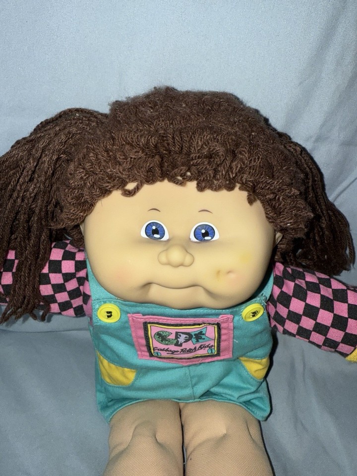 Cabbage Patch Kid Doll Blue Eye Brown Hair Hasbro 1st Edition Retro Outfit | eBay