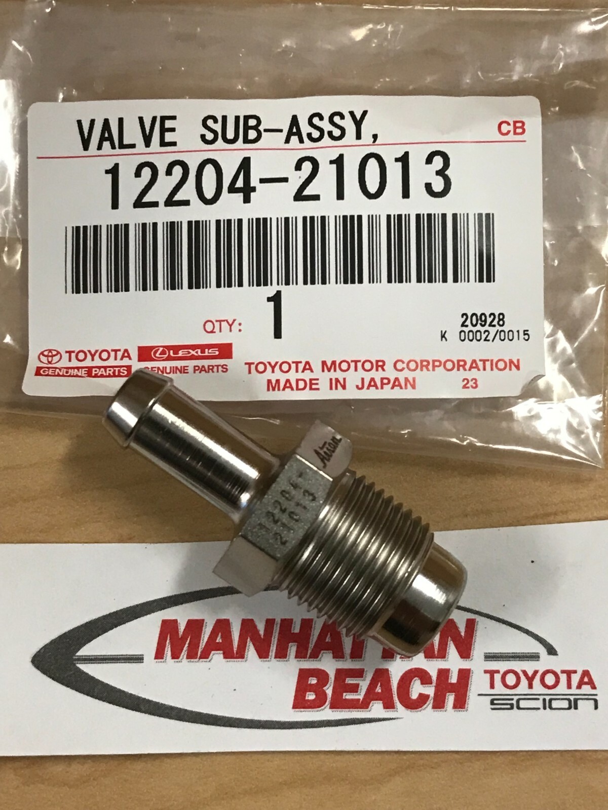 NEW GENUINE TOYOTA PCV VALVE 12204-21013, 1.5L 1NZFE 09-16 YARIS & 12 ...